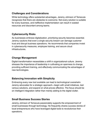 Jeremy Johnson Temecula on the Impact of Technology on Business Growth ...