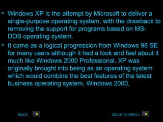 slideshow about windows xp and features | PPT