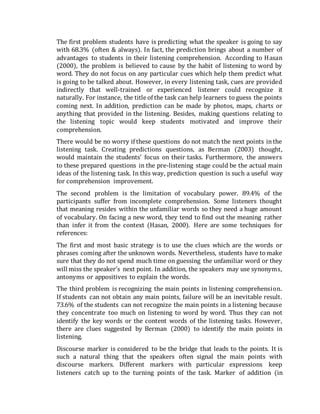 Research Reflection Topic: Listening Difficulties of Students | DOCX