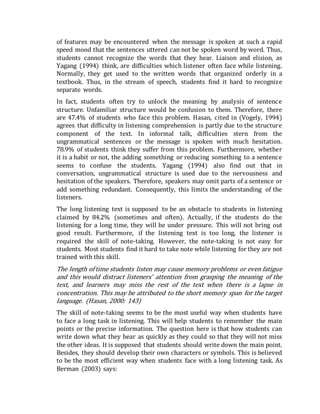 Research Reflection Topic: Listening Difficulties of Students | DOCX