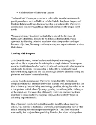 Jerome Hamilton- Visionary Leader | Warecorp | The Enterprise World | PDF