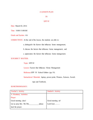 4a's lesson plan | DOCX