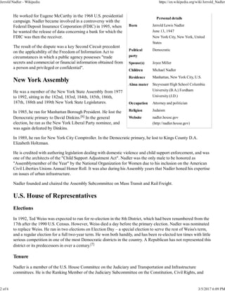 Jerrold nadler wikipedia(highlighted) | PDF | Civic affairs | Politics
