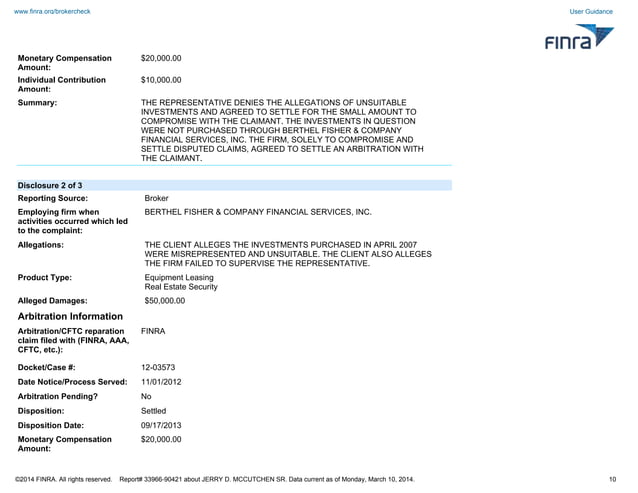 Jerry DeWayne McCutchen Sr. - FINRA BrokerCheck Report | PPT