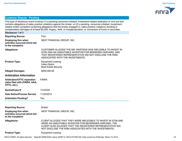 Jerry DeWayne McCutchen Sr. - FINRA BrokerCheck Report | PPT