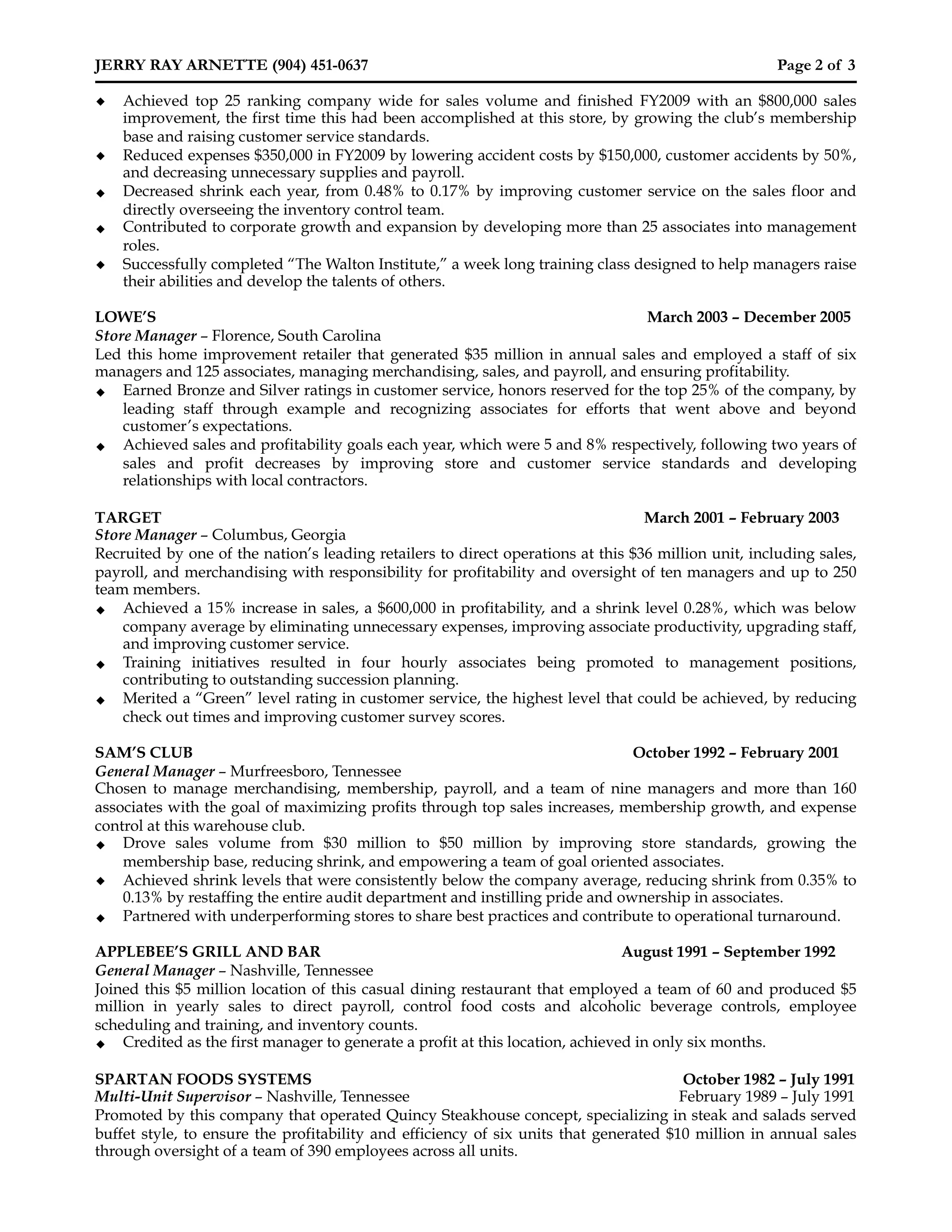 Jerry arnette resume 3 | PDF | Business Administration | Business