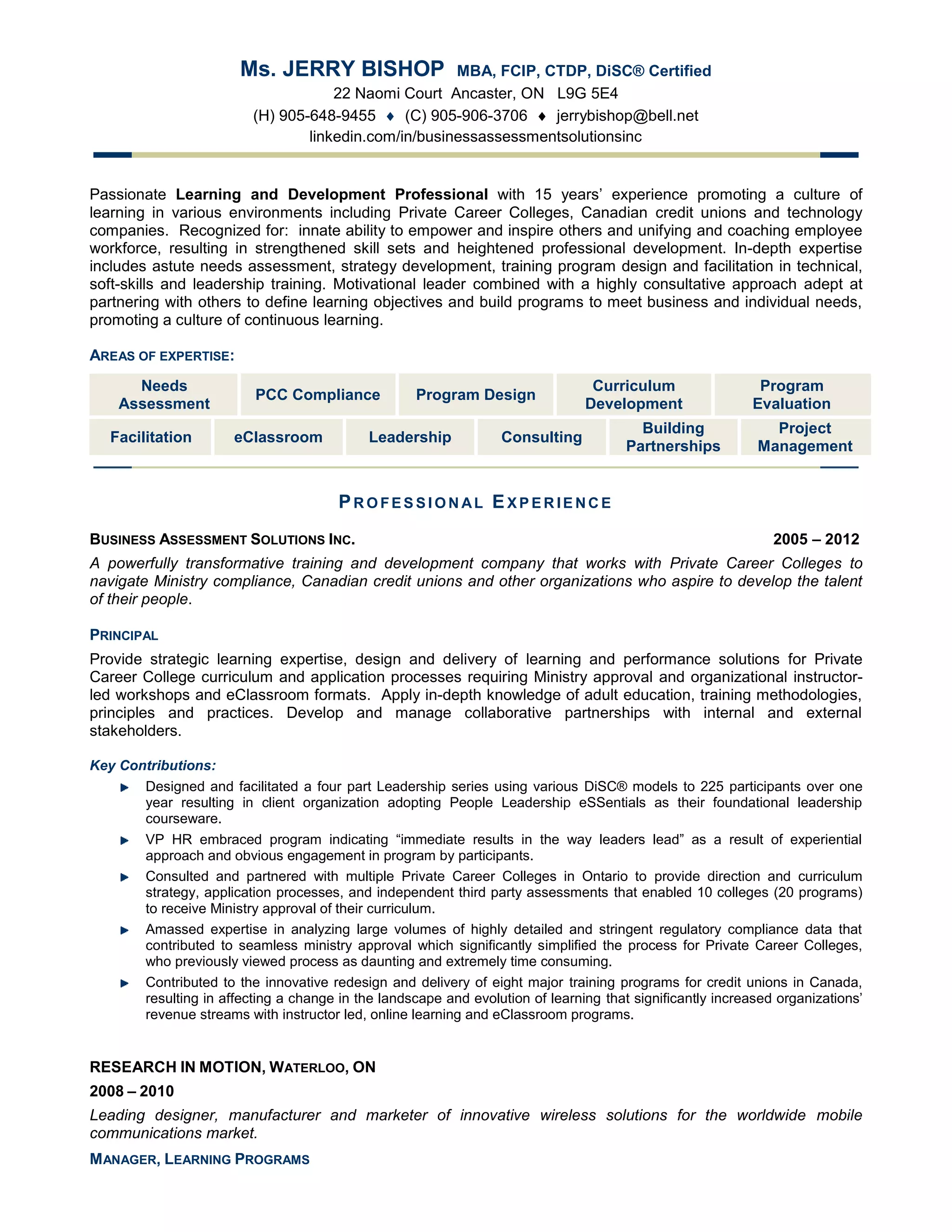 Jerry Bishop Resume October, 2012 | PDF