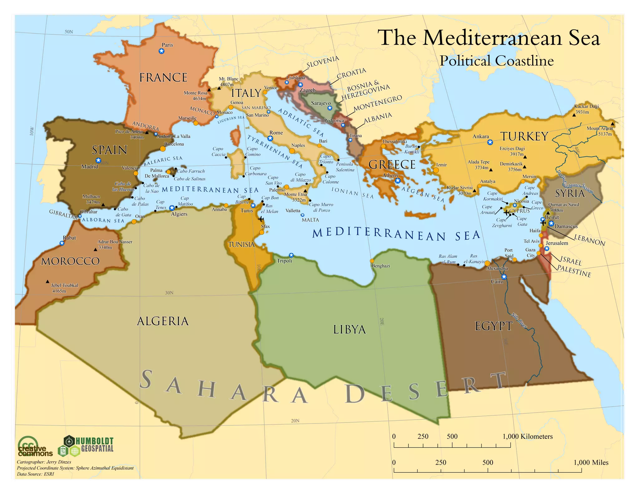 Mediterranean Sea Social Studies Map by Jerry Dinzes | PPT