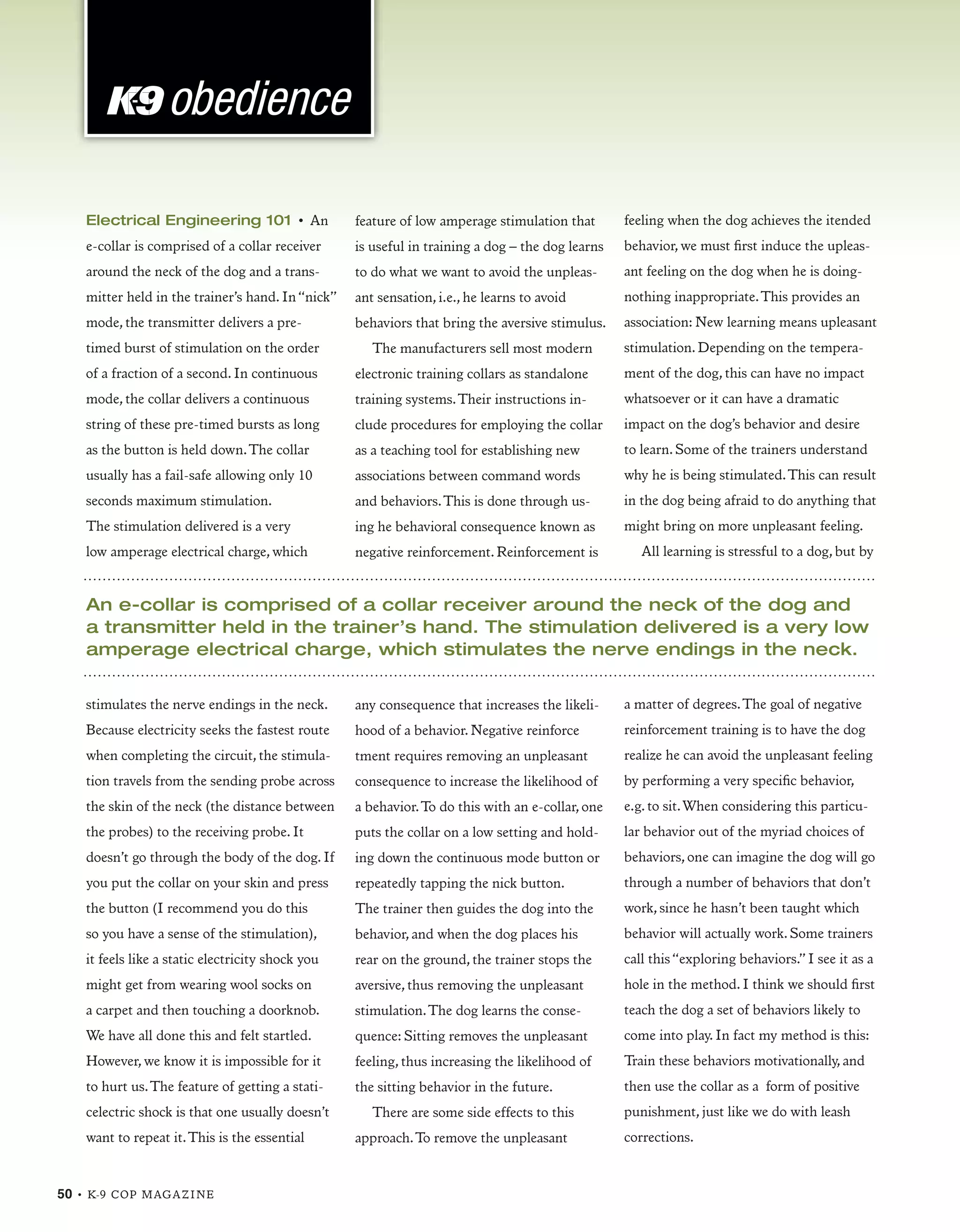 Basic E-Collar Training for Police K9 | PDF