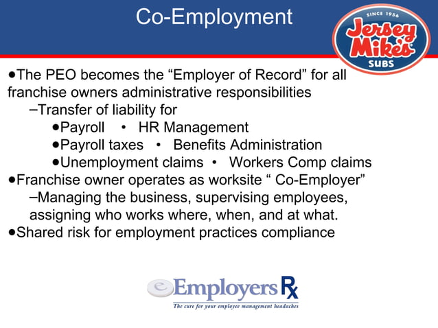 PEO for Franchises - Jersey Mike's example | PPT
