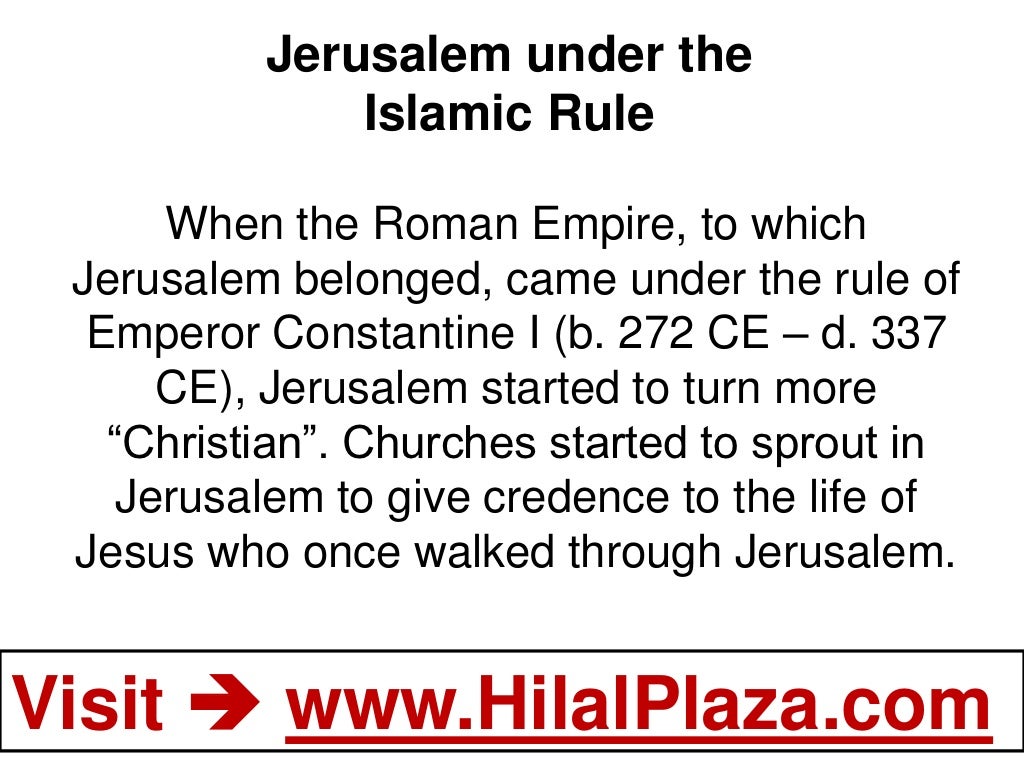 Jerusalem under the Islamic Rule