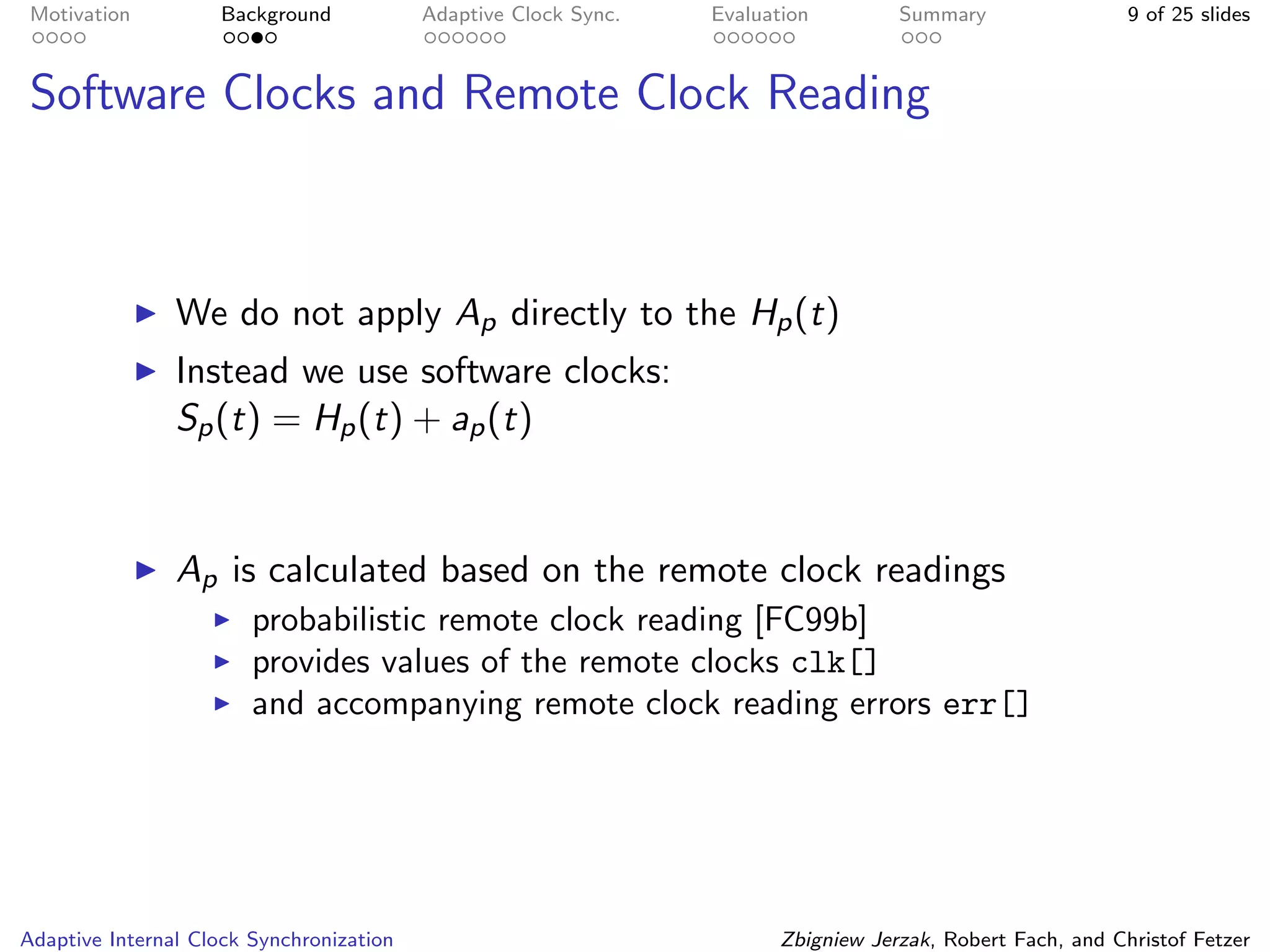 Adaptive Internal Clock Synchronization Ppt