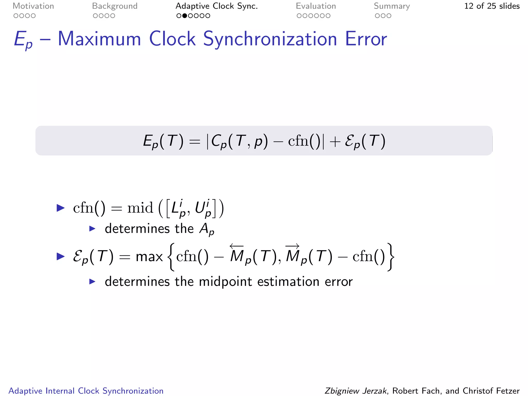 Adaptive Internal Clock Synchronization Ppt