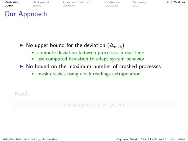 Adaptive Internal Clock Synchronization | PPT