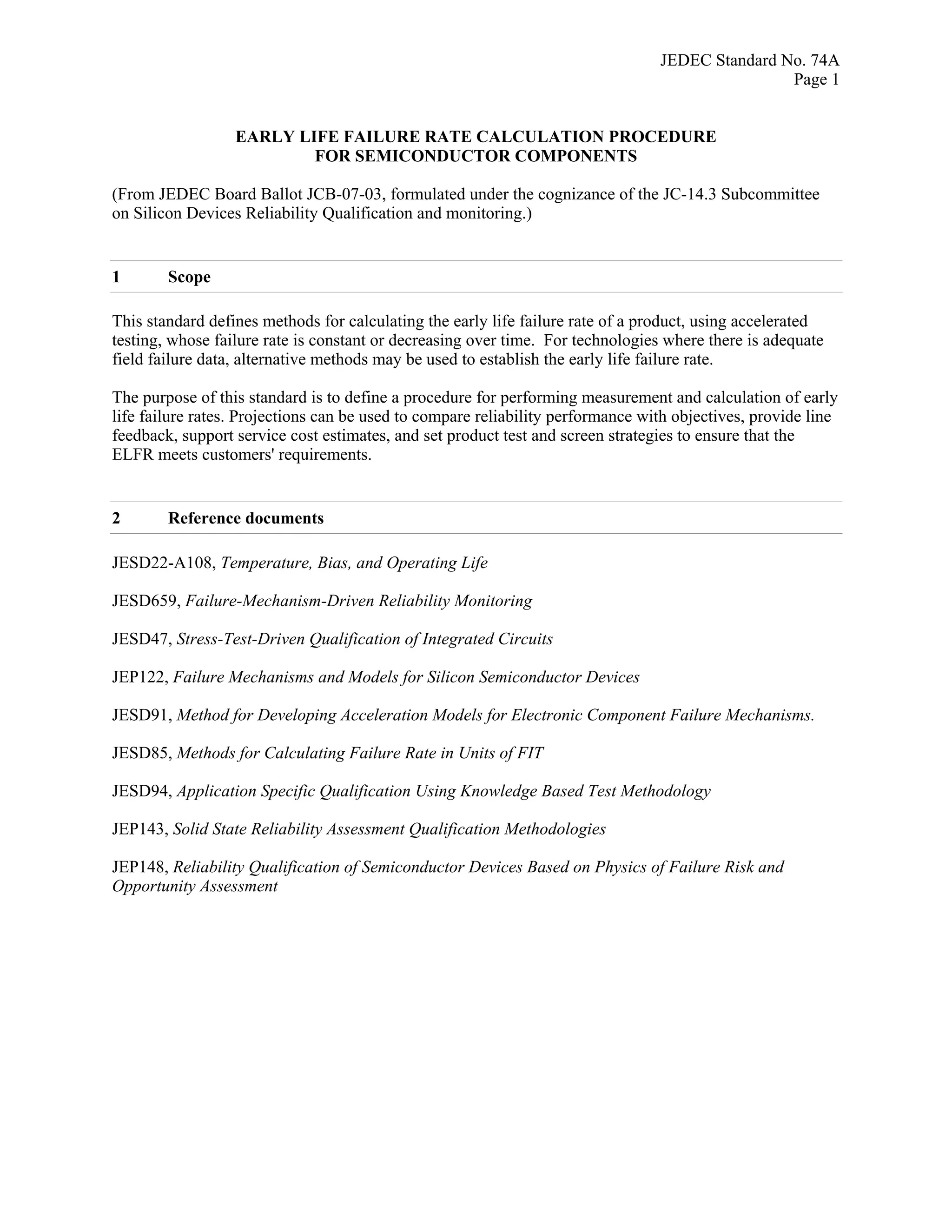 Early Life Failure Rate Calculation Procedure for Semiconductor ...