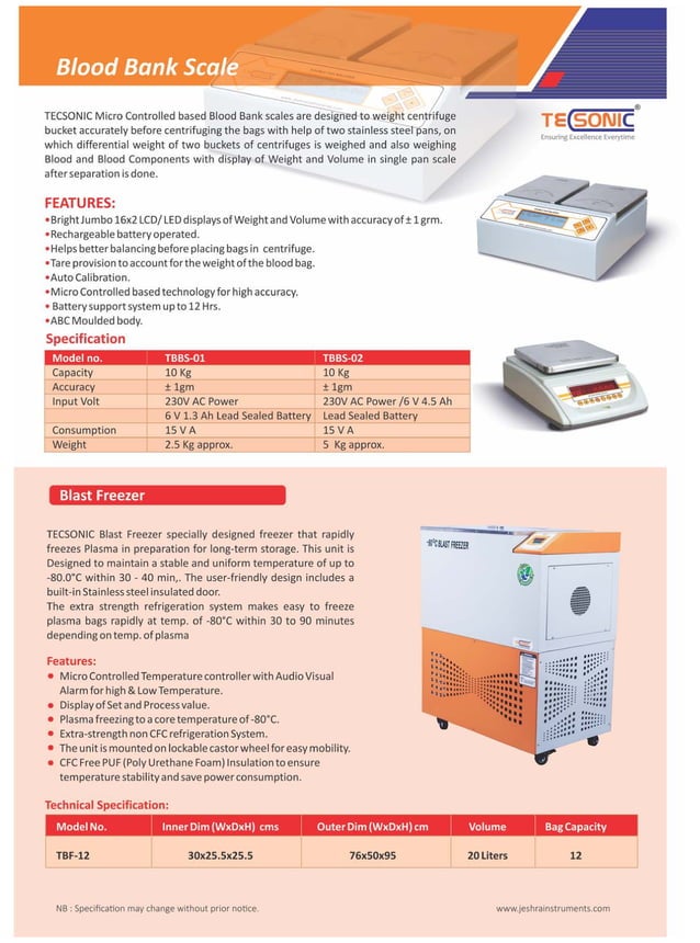 Blood Bank Instruments | PDF