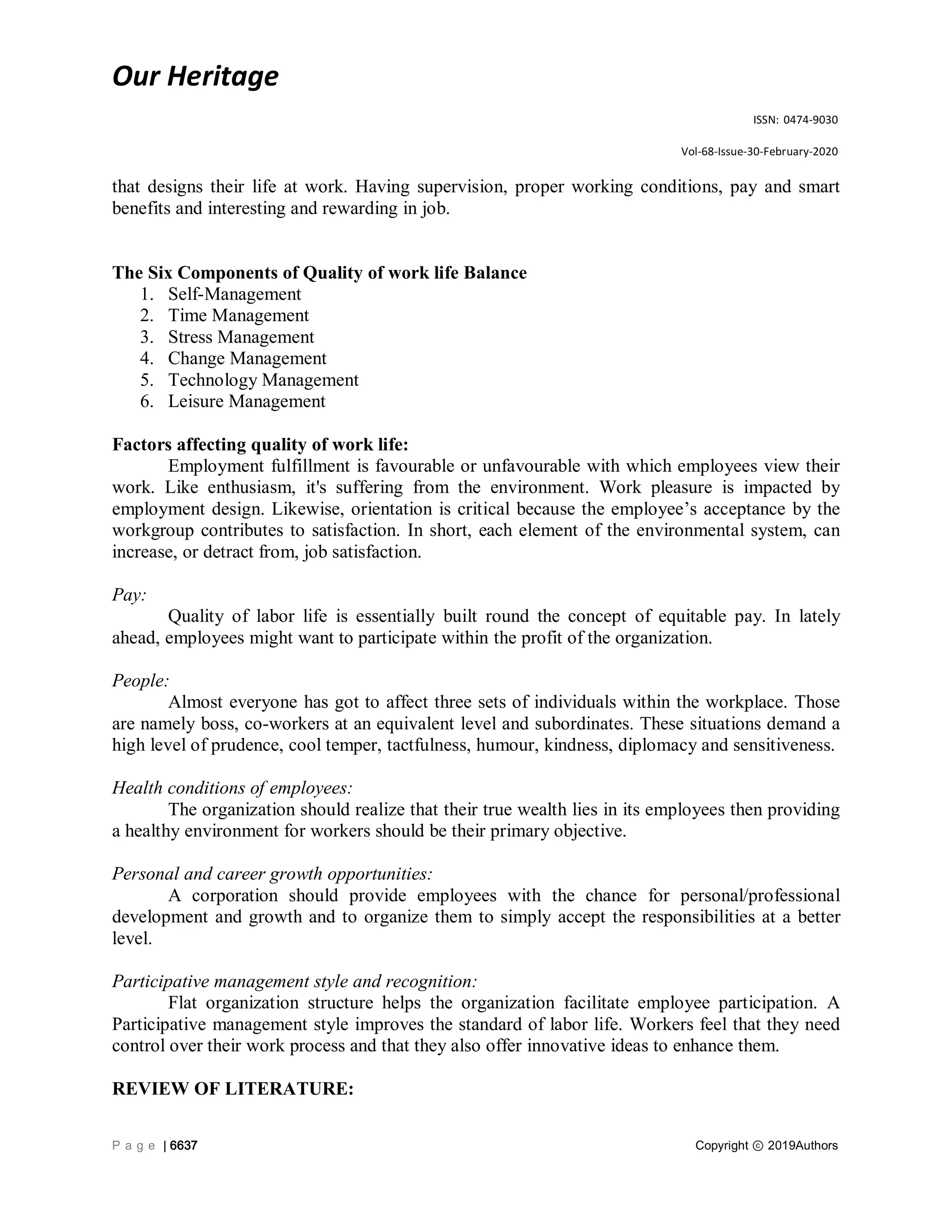 A Study on the Quality of Exertion life cycle stability with Reference ...