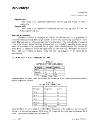 A Study on the Quality of Exertion life cycle stability with Reference ...