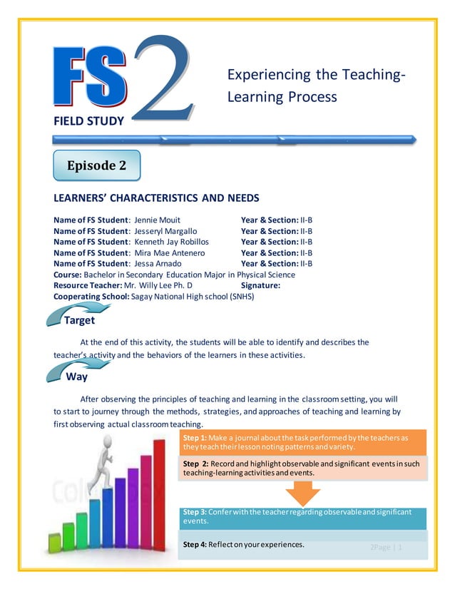 Field Study 2: FS2 Experiencing the Teaching- Learning Process | DOCX ...