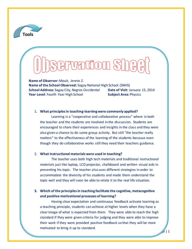 Field Study 2: FS2 Experiencing the Teaching- Learning Process | DOCX ...