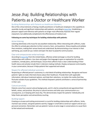 Jesse Jhaj: Building Relationships with Patients as a Doctor or ...