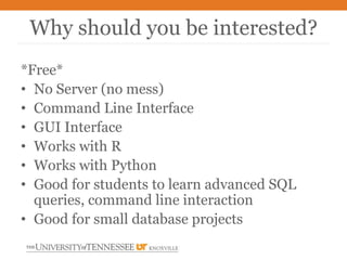 SQLite: Light, Open Source Relational Database Management System | PPT