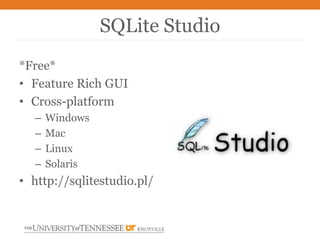 SQLite: Light, Open Source Relational Database Management System | PPT