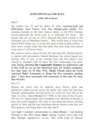 Jesse Owens: A Retrospective | DOCX