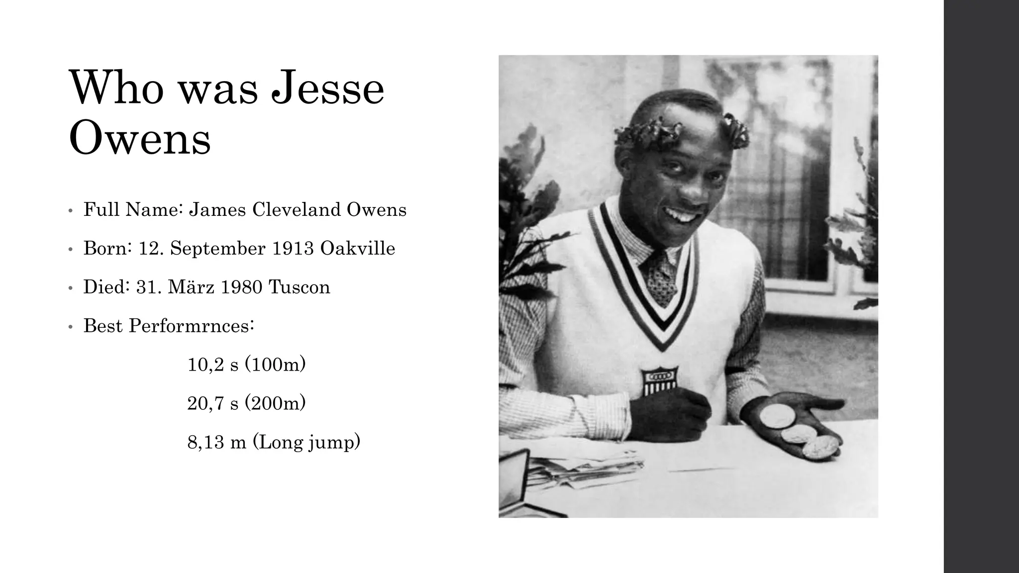 short presentation about Jesse Owens the GOAT | PPT