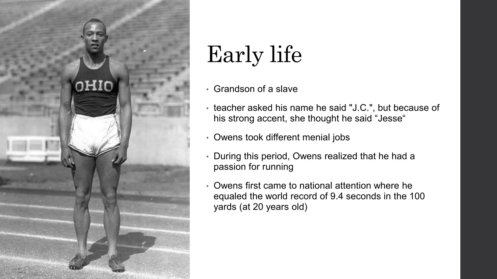 short presentation about Jesse Owens the GOAT | PPT