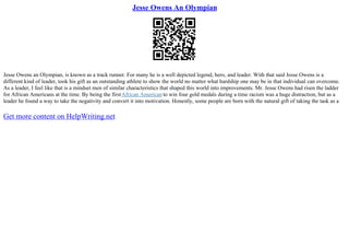 Jesse Owens An Olympian | PPT