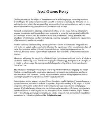 Jesse Owens Essay. Mount Liberty College | PDF | Drama | Genres