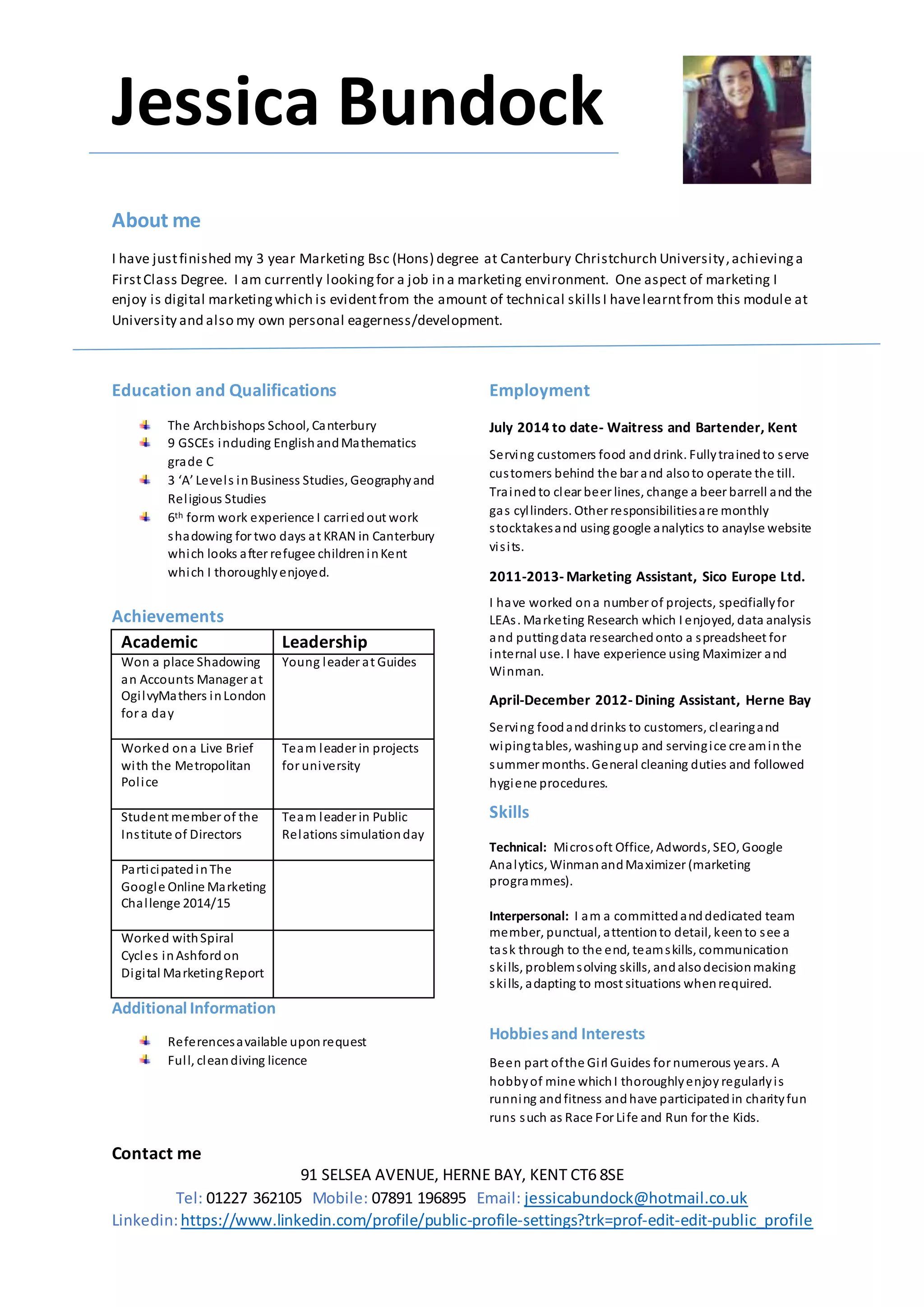 Jessica bundock cv | DOCX