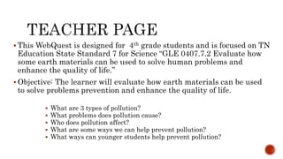 Jessica Burchfield web quest pollution prevention | PPTX