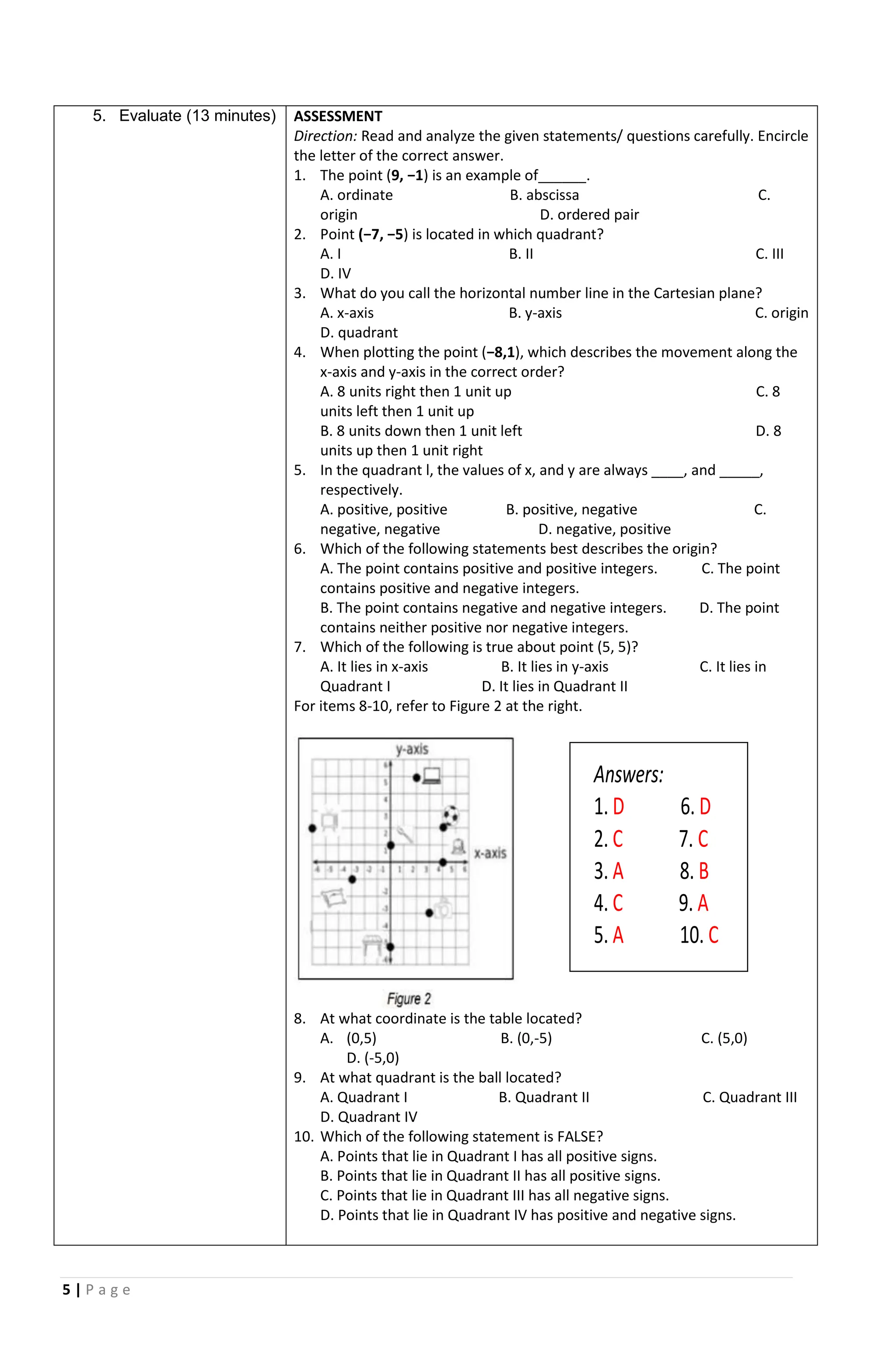 Teacher 1 demonstration cartesian plane 8 | DOCX