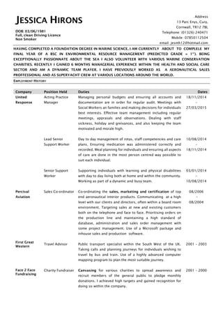Jessica hirons cv 2016 | PDF