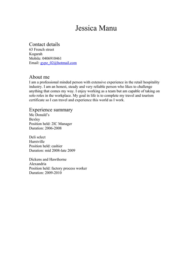 Jessica Manu | DOC | Travel