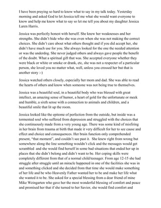 Jessica S Talk | DOCX | Mental Health | Diseases and Conditions