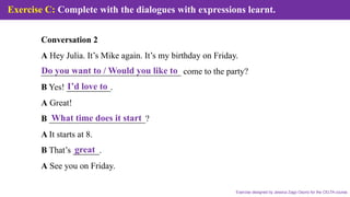 Functions class - Invitations (CELTA Course) | PPTX