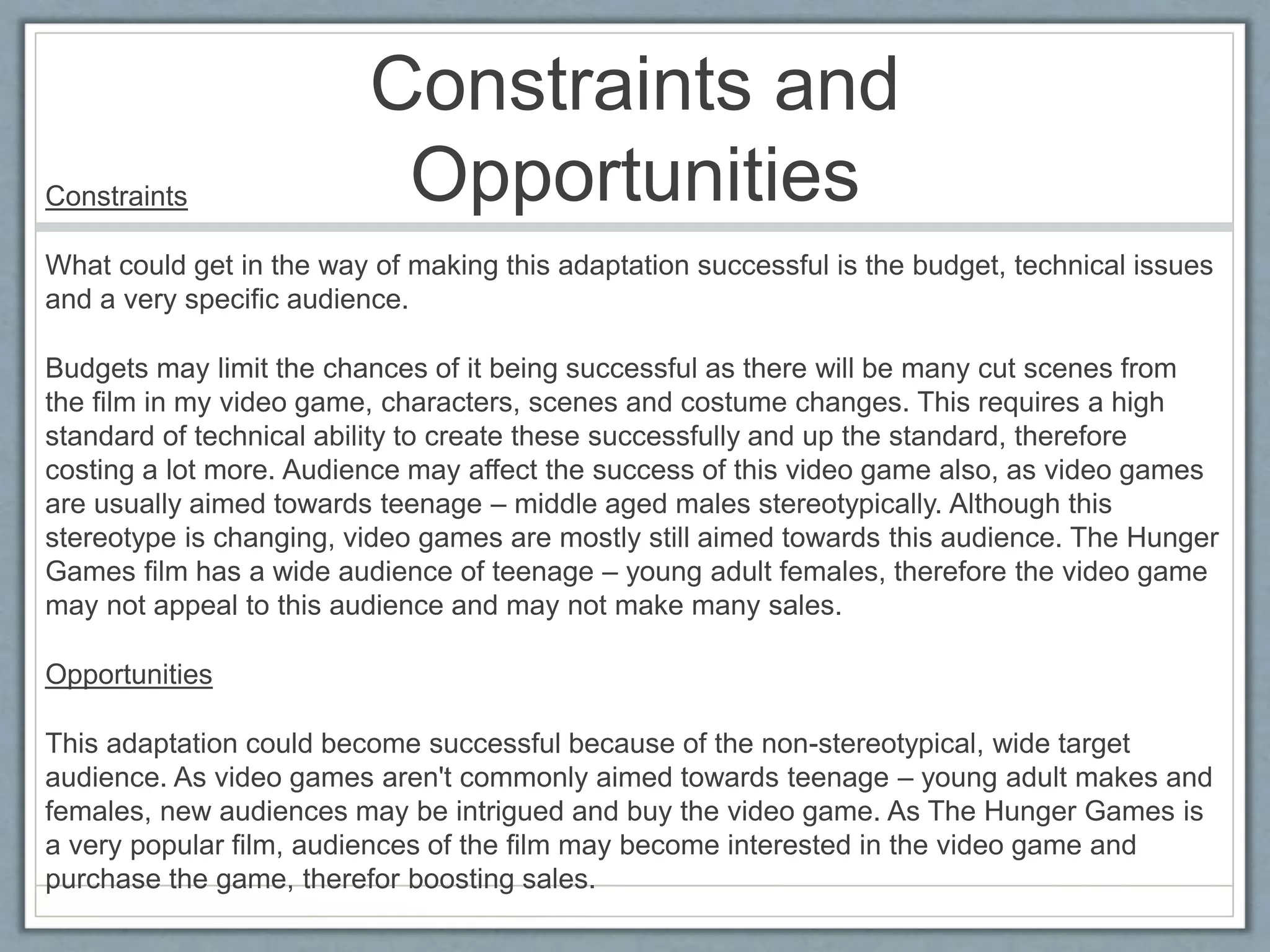 Jess Adaptation Hunger Games | PPTX