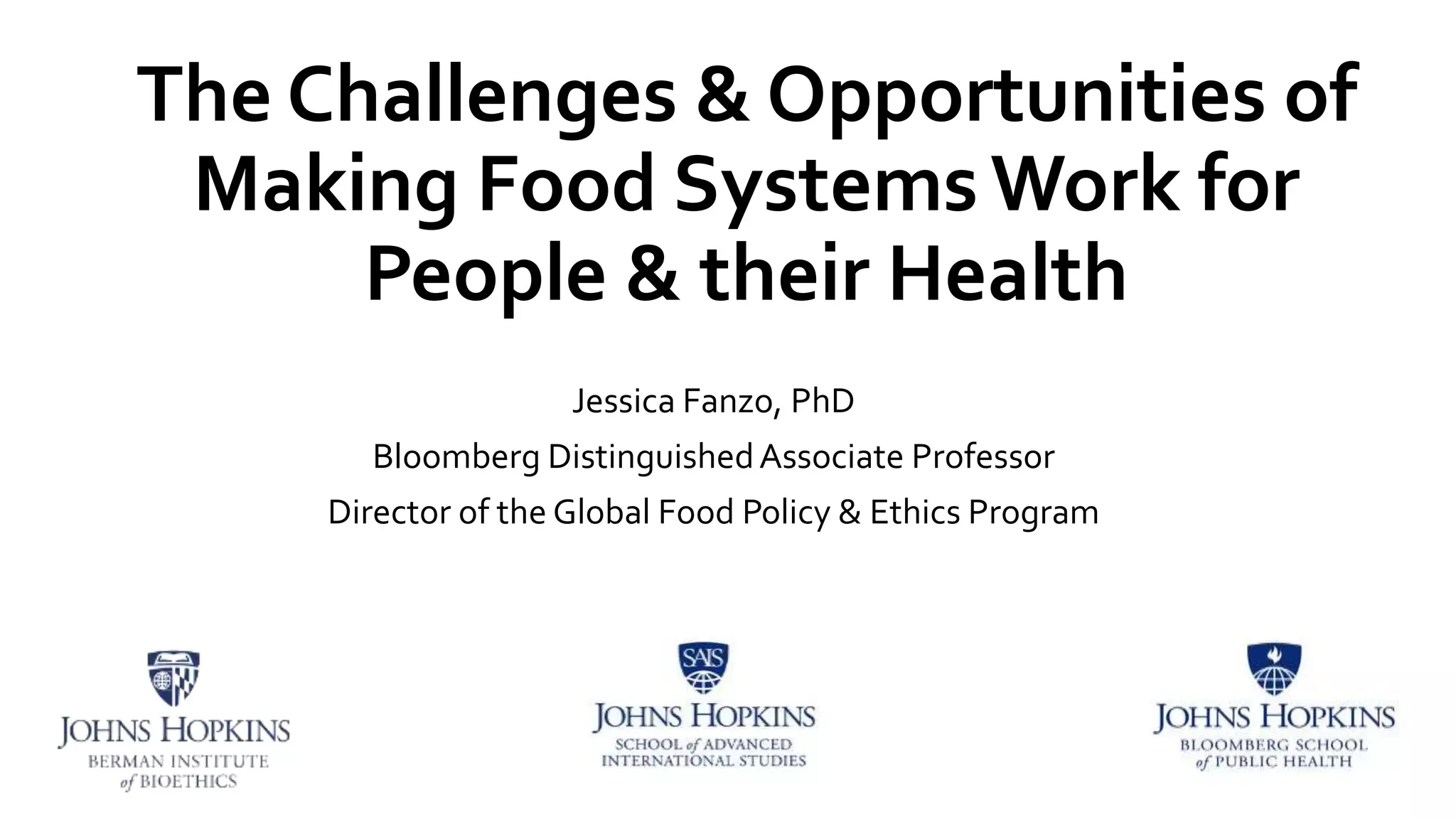 The Challenges & Opportunities of Making Food Systems Work for People ...