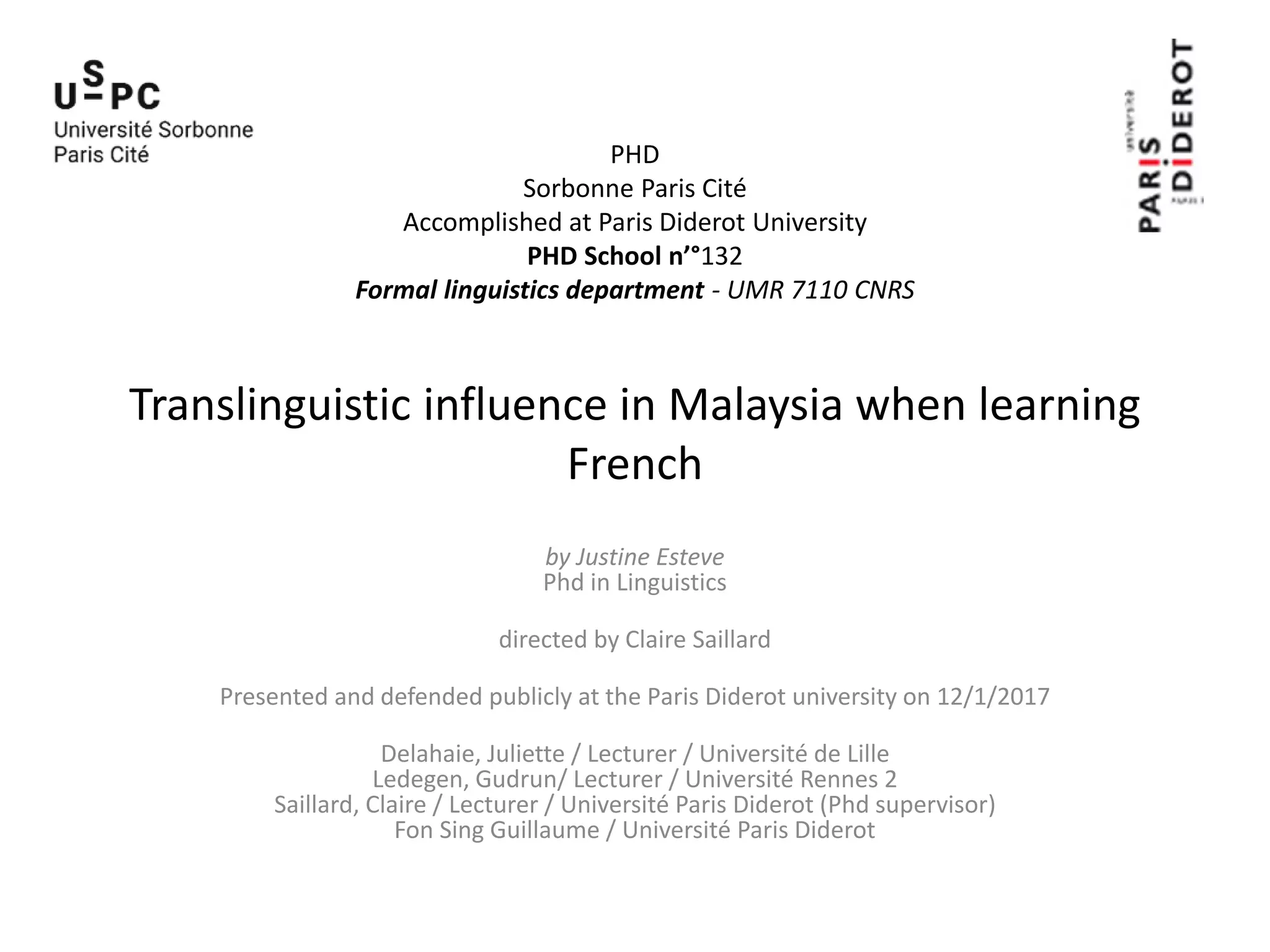 Translinguistic influence in Malaysia - the example of learning French ...