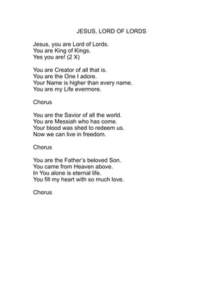 Jesus, You're The Lord of Lords | PDF