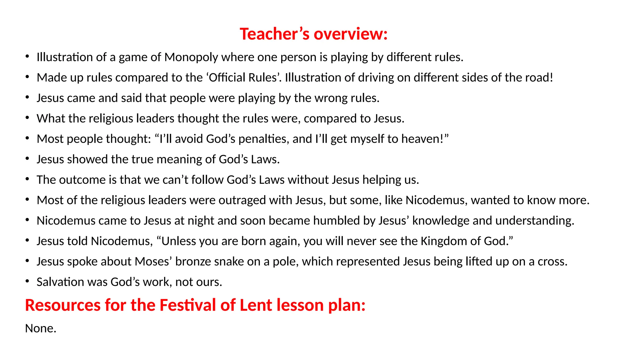 Jesus and Nicodemus lesson plan for Primary School teachers | PPTX