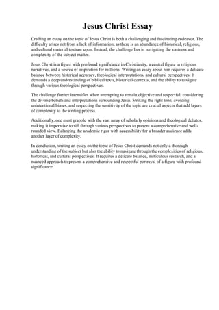 Jesus Christ Essay. Who Is Jesus Christ? and What Is His Missions to ...