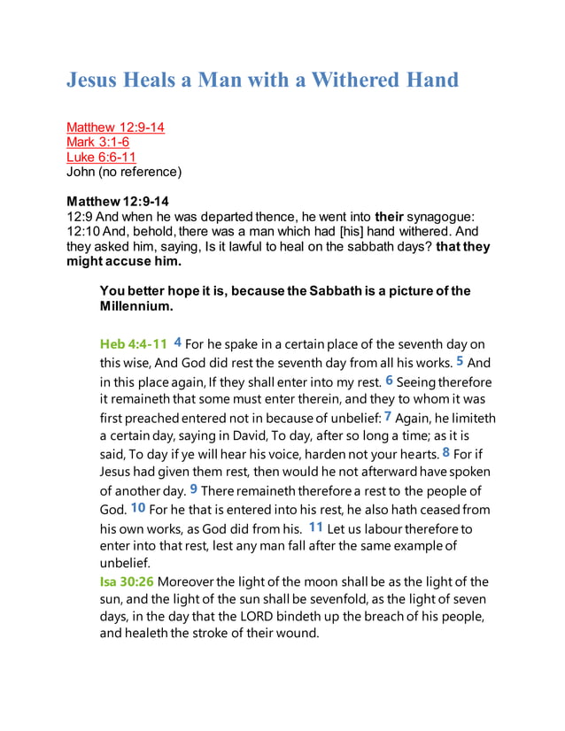 Jesus heals a man with a withered hand | PDF