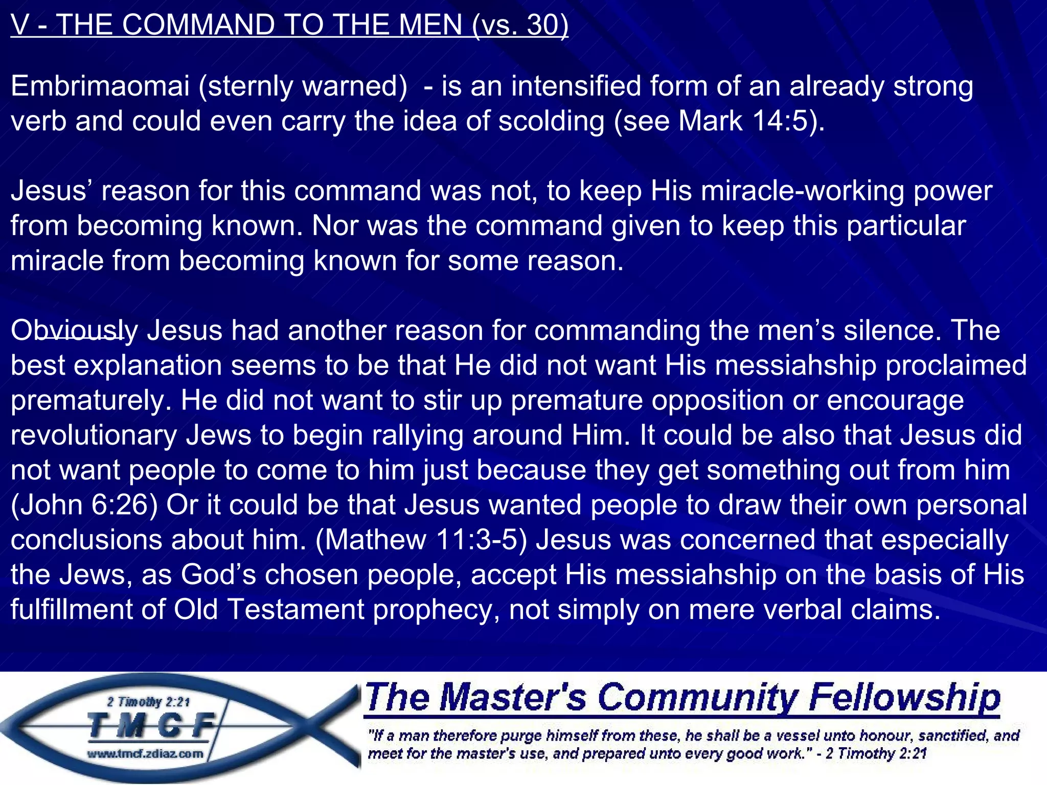 Jesus heals the blind and dumb - Mathew 9 verses 27 to 33a | PPT ...