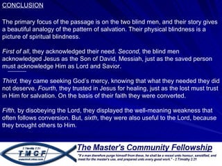 Jesus heals the blind and dumb - Mathew 9 verses 27 to 33a | PPT ...