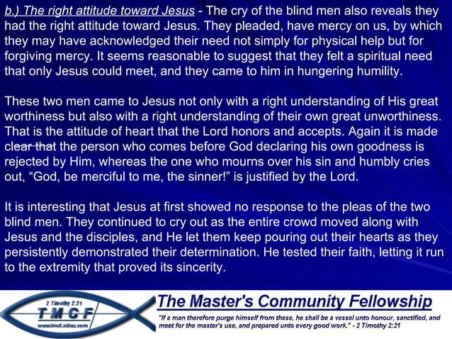 Jesus heals the blind and dumb - Mathew 9 verses 27 to 33a | PPT ...
