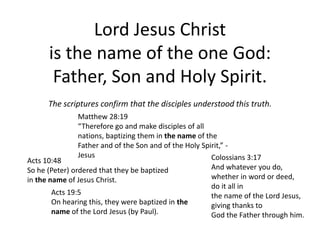 Jesus is the one and only God | PPT